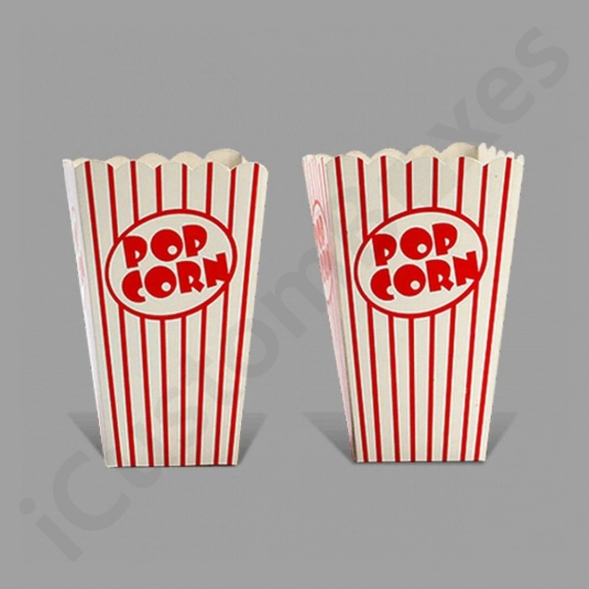 Get custom Red and White Popcorn Boxes wholesale at iCustomBoxes